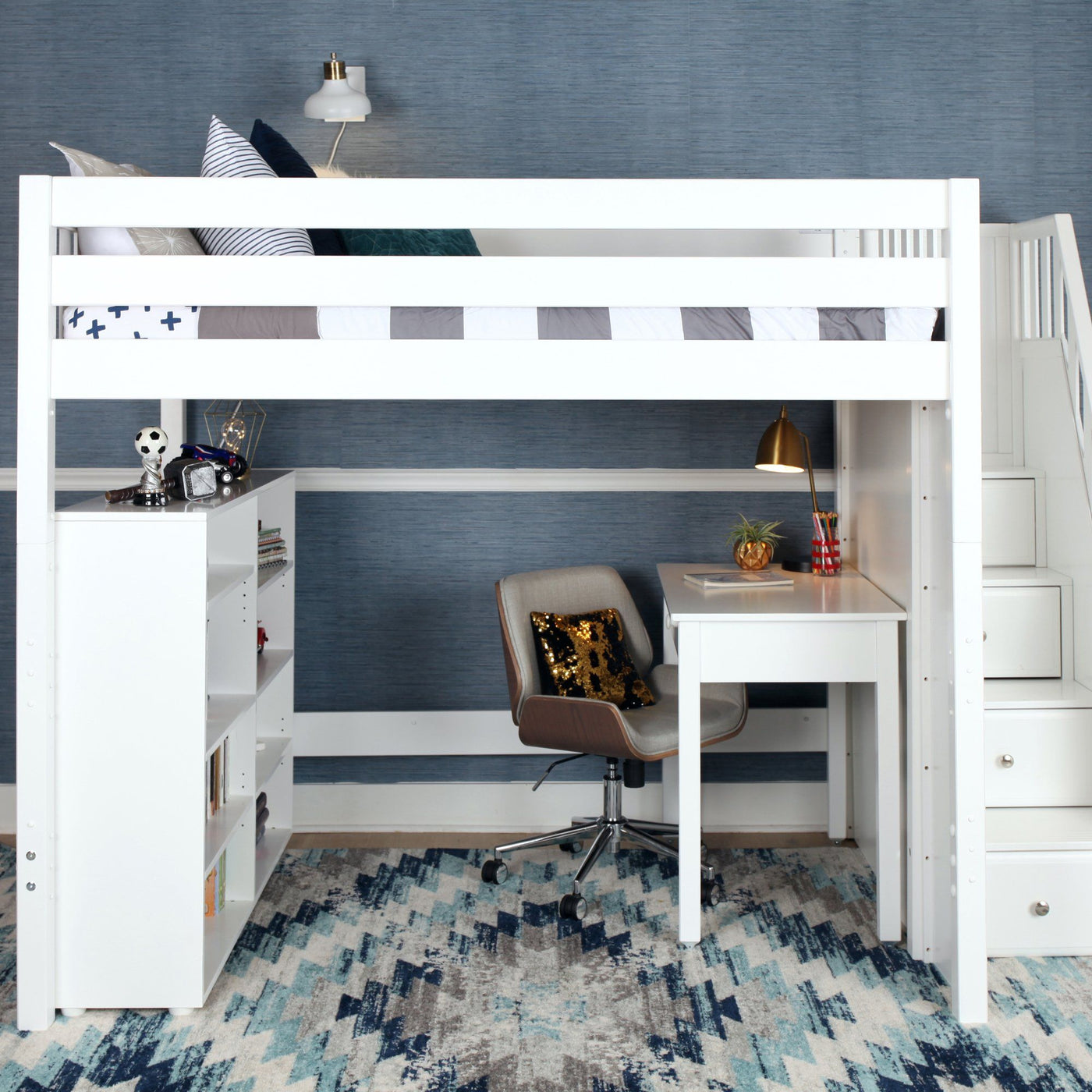 Maxtrix Full High Loft Bed with Stairs — Decor4Kids