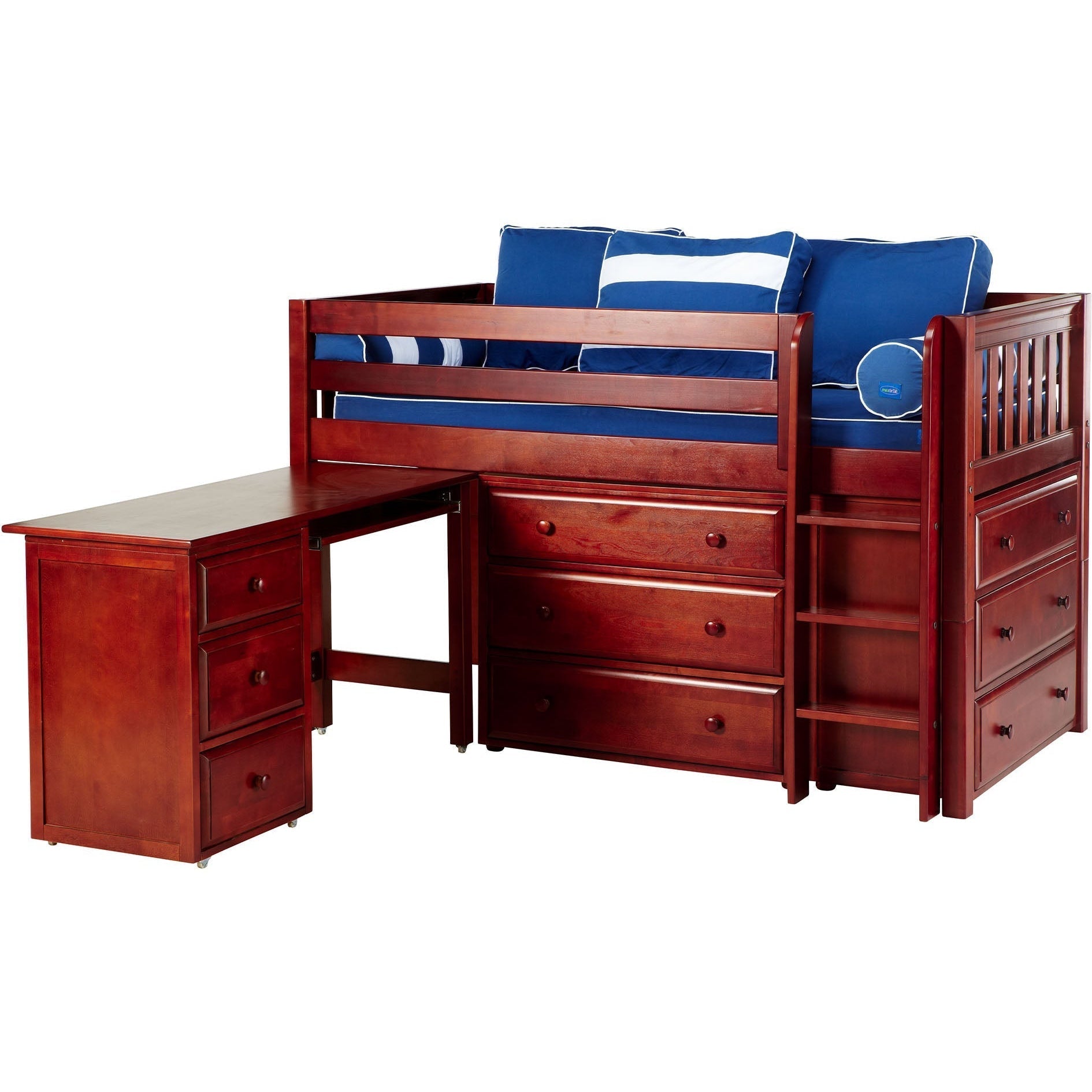 Maxtrix Twin Low Loft Bed with Straight Ladder with Storage — Decor4Kids