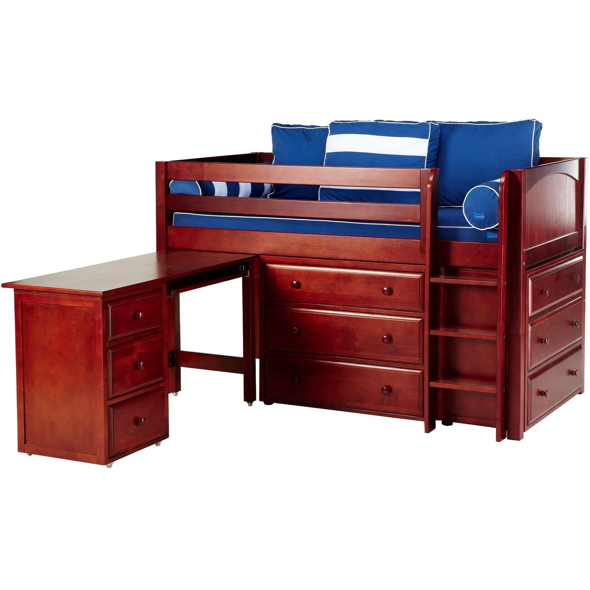 Maxtrix Twin Low Loft Bed with Straight Ladder with Storage — Decor4Kids