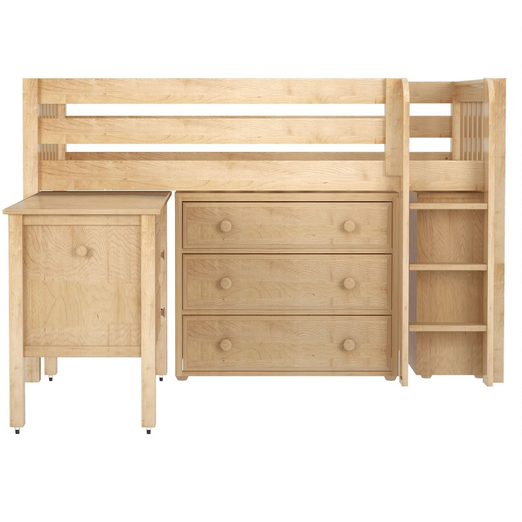 Maxtrix Twin Low Loft Bed with Straight Ladder with Storage — Decor4Kids