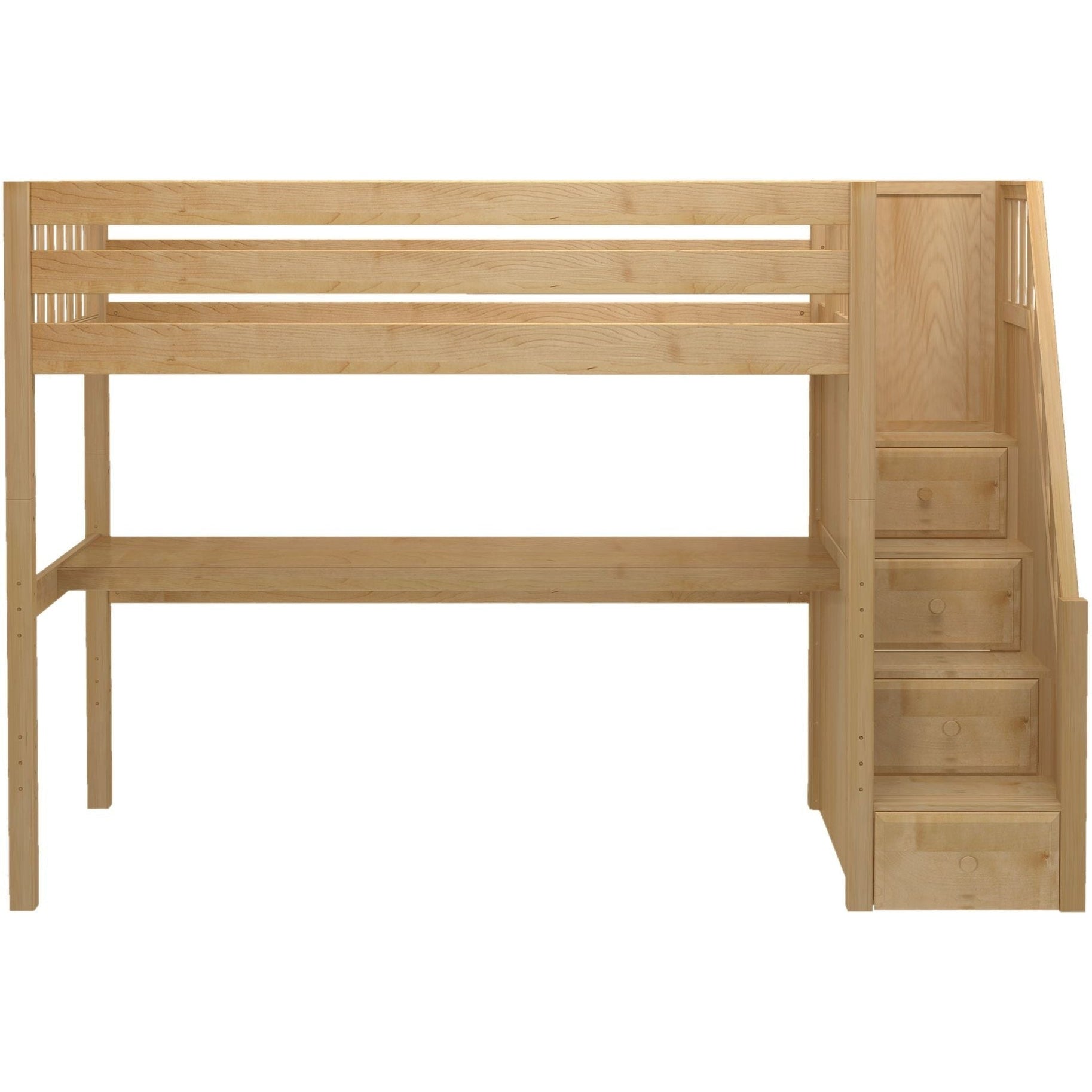 Maxtrix Twin XL High Loft Bed with Stairs with Long Desk — Decor4Kids
